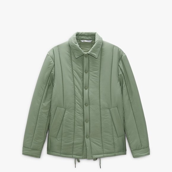 Zara | Jackets & Coats | Zara Man Sage Green Puffer Shell Vertical ...